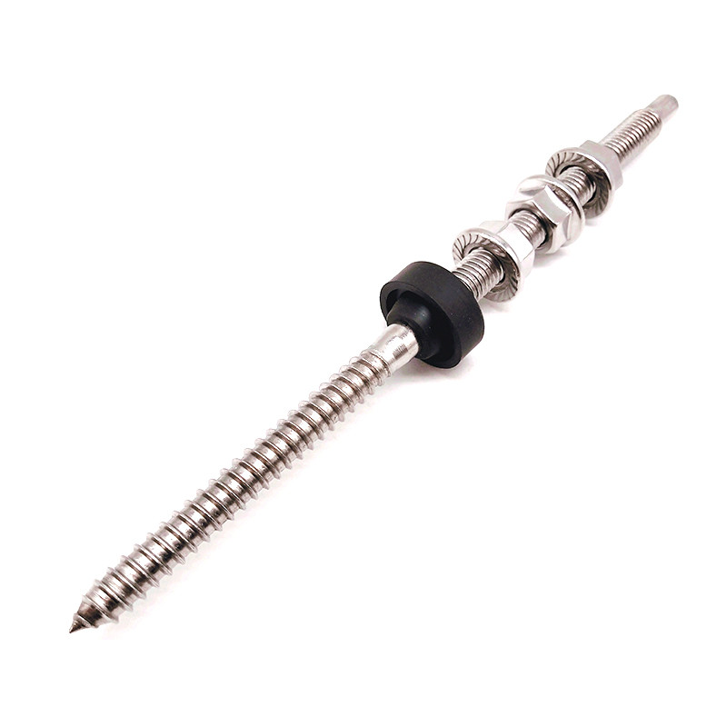 SS304 M10 200mm 250mm Hanger Bolts With 3 Flange Nuts